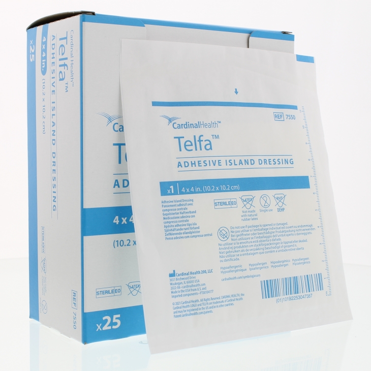 Clint Pharmaceuticals: Telfa™ Sterile Adhesive Island Dressing 4x4 Inch